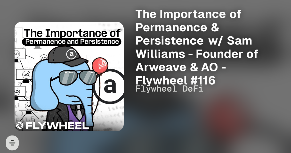 The Importance of Permanence & Persistence w/ Sam Williams - Founder of Arweave & AO - Flywheel ...