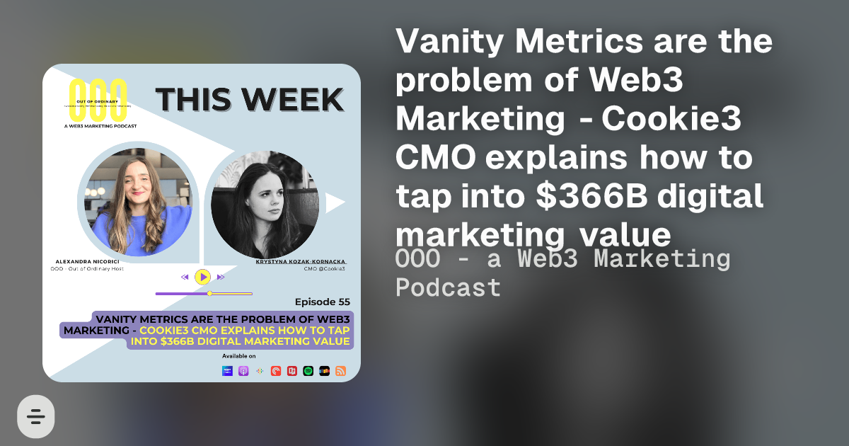 Vanity Metrics are the problem of Web3 Marketing - Cookie3 CMO explains how to tap into $366B ...