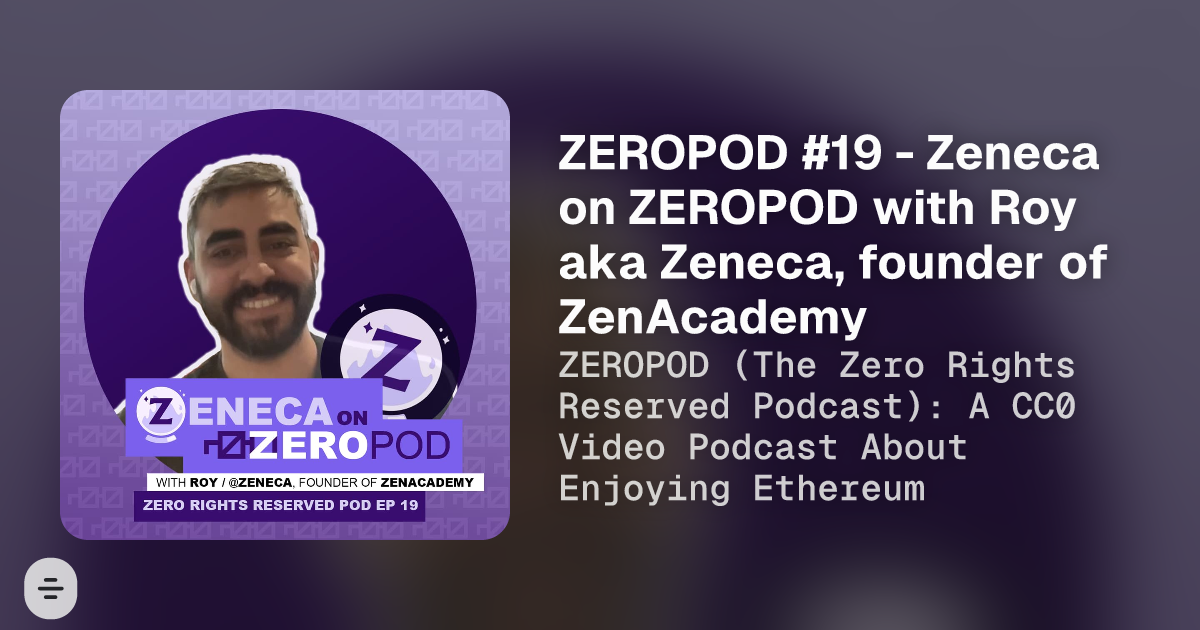 ZEROPOD #19 - Zeneca on ZEROPOD with Roy aka Zeneca, founder of ...